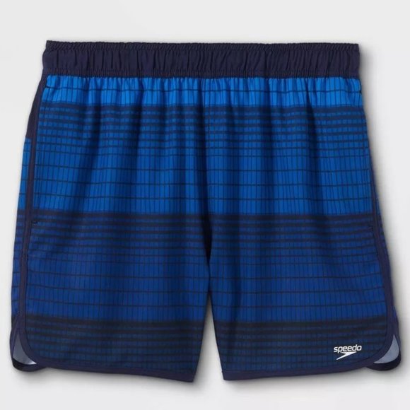 Speedo | Swim | Speedos Mens Peacoat Thread Print Swim Trunks Navy Blue ...